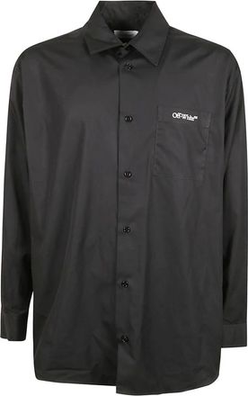 Off-white Homme, Chemises, Noir, Taille: M Chemise avec broderie logo et motif graphique au dos