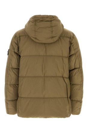 Stone Island Mens Army Green Nylon Down Jacket Giacche E Gilet