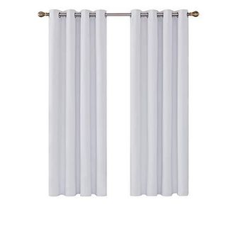Deconovo Rideaux Occultants Isolant Thermique Anti Froid, Rideaux pour Salon et Chambre, Design Moderne &agrave; Oeillets, 117&times;160 CM (Largeur x Hauteur), Blanc P&acirc;le 