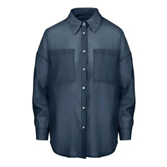Bomboogie Femme, Blouses et Chemises, Bleu, Taille: 40 FR Surchemise voile de lyocell