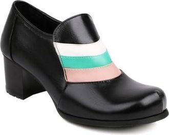 Generic Femmes Talons Épais Hauts Mocassins Fermés Bout Rond Cuir PU Escarpins De Robe Chaussures Décontractées À Enfiler,Noir,38.5 EU