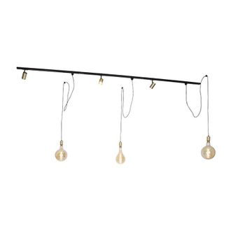 QAZQA Modernes Schienensystem mit 3 Strahlern und 3 Pendeln Gold 1-phasig - Iconic Cavalux Jeana
