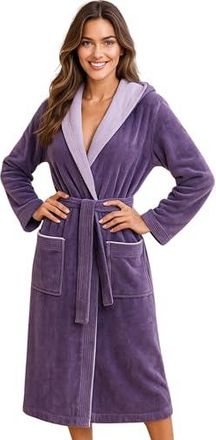 Morgenstern Peignoir de Bain Femme avec Capuche 100% Coton &Eacute;ponge OEKO-TEX Robe de Chambre Leonie Violet XL