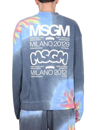 Msgm Logo-Print Cotton Sweatshirt - Multicolor