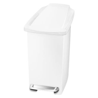 Simplehuman CW1332 10 Liter, schmaler Treteimer, kleiner Mülleimer Bad Badezimmer Büro Schlafzimmer, weißer Kunststoff, 5 Jahre Garantie