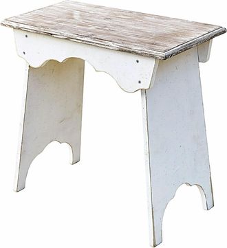 Loberon Hocker Fria, Handgefertigt & Reizend Verziert, Vintage-Flair, Romantik-Look, Feines Antik-Finish, auch als Beistelltisch Nutzbar, Sitzm&ouml;bel, Tannenhol