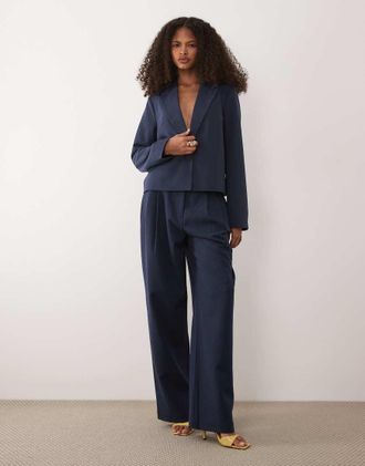 Vero Moda Pantalon ajust&eacute; densemble &agrave; taille haute - Bleu marine