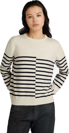 G-Star G-Star RAW Damen Broken Stripe Pullover, Beige (Antique White D24489-D563-G286), S