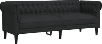 vidaXL Chesterfield-Sofa 3-Sitzer Schwarz Stoff Vidaxl