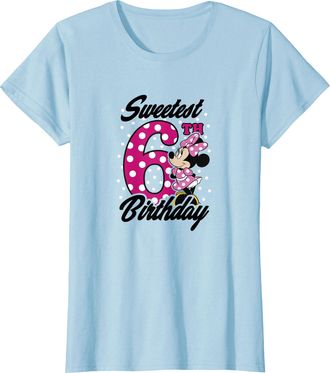Disney Der s&uuml;&szlig;este 6. Geburtstag von Disney Minnie Maus mit rosa Punkten T-Shirt