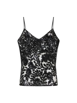 Golden Goose Womens Black Sequin-Embroidered Tulle Journey Top Polyester Tops