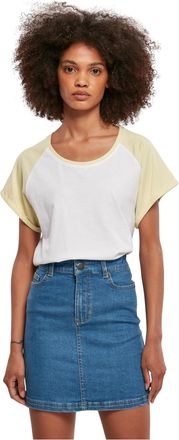 Urban Classics Ladies T-Shirt Contrast Raglan Tee, l&auml;ssiges Raglan T-Shirt f&uuml;r Frauen, Regular Fit, White/softyellow, XL