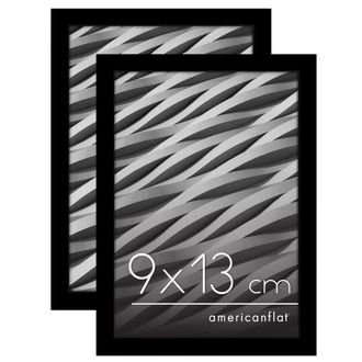 Americanflat Bilderrahmen 9x13 cm aus Kunststoff (2er Pack) - schmaler Fotorahmen mit bruchsicherer Scheibe - inklusive St&auml;nder und integrierter Aufh&auml;ngung f&uuml;r Hoc