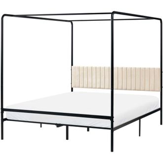 Beliani Himmelbett Metall MIRABEAU 160 x 200 cm Schwarz
