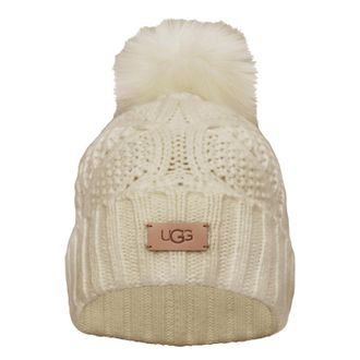 UGG Damen Cable Beanie with Pom Hut, Cream, Einheitsgr&ouml;&szlig;e