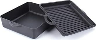 Echtwerk Echtwerk Universalbräter aus Gusseisen 2-in-1 Set, Kastenform mit Deckel, Pre-Seasoned, Kochtopf bereits eingebrannt, Rechteckige Auflaufform, Hitzesc