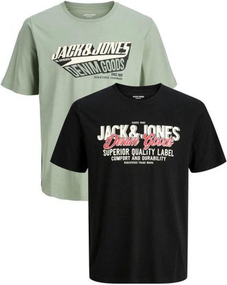 Jack & Jones Plus Size Print-Shirt (2er-Pack) Big Size &Uuml;bergr&ouml;&szlig;en T-Shirts im Doppelpack