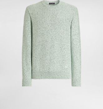 Dolce & Gabbana Pullover Aus Baumwolle Mit Pailletten - Mann Strickwaren Green 44
