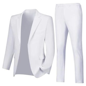 Generic Costume 2 pièces pour homme avec blazer à un bouton pour mariage, bal de fin dannée, pantalon de smoking, blanc, 4XL