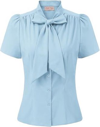 Belle Poque Hauts basiques décontractés à manches courtes pour le travail et le bureau pour femme 573, Bleu ciel 819, XXL