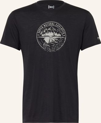 super.natural T-Shirt Exploring Mit Merinowolle schwarz
