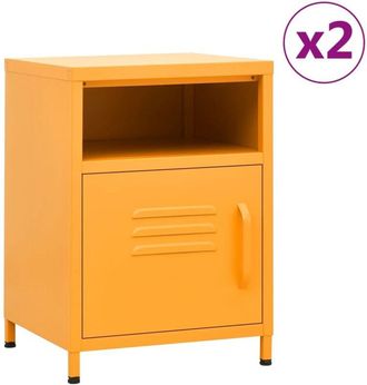 vidaXL Nachttische 2 Stk. Senfgelb 35x35x51 cm Stahl - Vidaxl