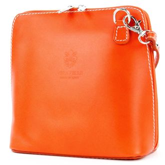 modamoda.de T94 - ital kleine Umh&auml;ngetasche aus Glattleder, Farbe:Orange