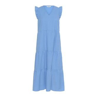 Part Two Femme, Robes, Bleu, Taille: 40 FR Robe Maxi F&eacute;minine avec D&eacute;tails &agrave; Volants