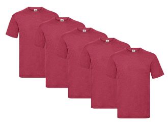 Fruit Of The Loom 5-Pack Valueweight T-Shirt, 5X Vintage Red + 1 HL Kauf Notizblock, Gr&ouml;&szlig;e XXL