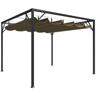 vidaXL Chapiteau de jardin avec auvent r&eacute;tractable 3x3m Taupe 180 g/m&sup2; Vidaxl