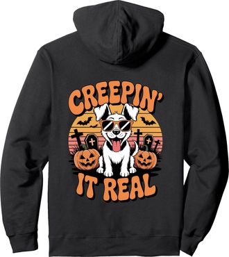 Shinkai Retro Halloween Hund Creepin It Real Pullover Hoodie