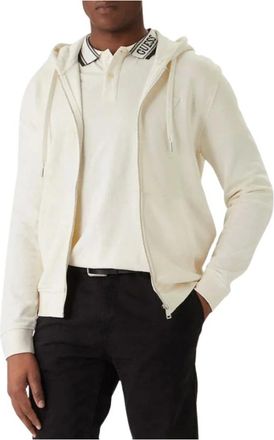 Guess Homme, Sweatshirts et sweats &agrave; capuche, Blanc, Taille: S SweaT-shirt zipp&eacute; int&eacute;gral