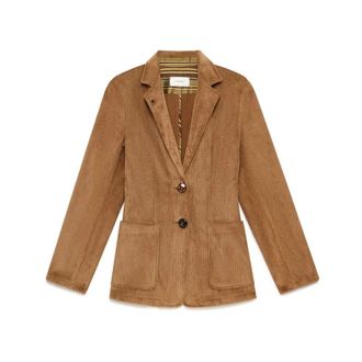 Maliparmi Maliparmi, Femme, Vestes, Brun, Taille: 46 FR Blazer en velours c&ocirc;tel&eacute;