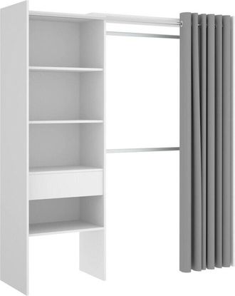 Dmora Dmora - Armoire Dober, Structure pour dressing, Portemanteau ouvert, 160x50h205 cm, Blanc et Gris