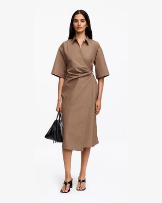 Arket Wickelkleid Aus Baumwolle -Braun