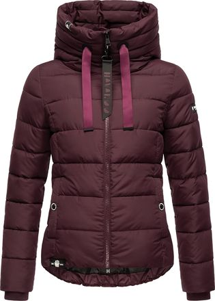 Navahoo Damen Winterjacke warme Steppjacke mit hohem Kragen und verstellbarer Kapuze Amayaa Wine Gr. XXL