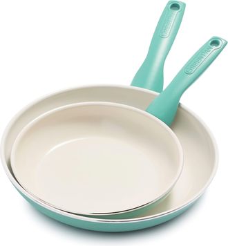 GreenPan Rio Gesundes, Antihaft-Keramik Bratpfannen-Set 2-teilig, 20 cm & 26cm, PFAS-frei, Stay-Cool-Griff, Backofenfest bis 160&deg;C, Sp&uuml;lmaschinenfest, T&uuml;rkis &