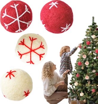 Generic Filz Weihnachtskugeln Ornamente - Handgemachte Weihnachtsschmuck, Festliche Baumschmuck | Gro&szlig;e Weihnachtskugel f&uuml;r Baumschmuck, Bunte Weihnachtskugel