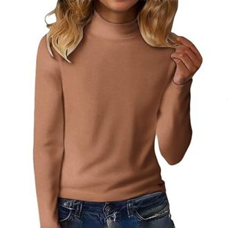 Generic Pull dhiver surdimensionn&eacute; pour femme - T-shirt &agrave; manches longues pour femme - En coton - D&eacute;contract&eacute; - Chaud - Doux et confortable - Maillot de corps