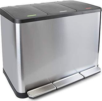 Emuca 8200265 Poubelle de Recyclage, Acier inoxydable, 15L