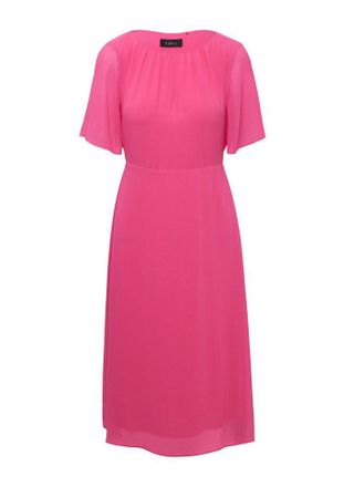 s.Oliver Midikleid Kleid Midikleid aus Chiffon mit kurzen &Auml;rmeln und blickdichtem Futter