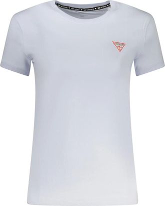 Guess Femme, Tops, Bleu, Taille: 44 FR T-shirt stretch avec petit logo triangle