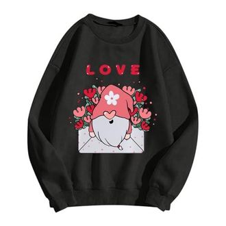 Generic 2026 Sweat-shirt &agrave; col rond pour homme et femme pour la Saint-Valentin, gris fonc&eacute;, L