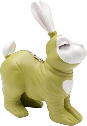 Kare Design Design Spardose Fetish Bunny Standing, Gr&uuml;n-Wei&szlig;, 27cm H&ouml;he, Sparschwein, Hasen Motiv, Handbemalt, Wohnzimmer