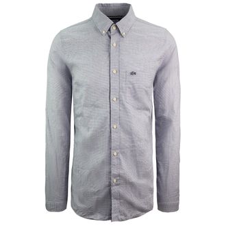 Lacoste Gewebtes Slim Fit Herrenhemd Blau/Wei&szlig;