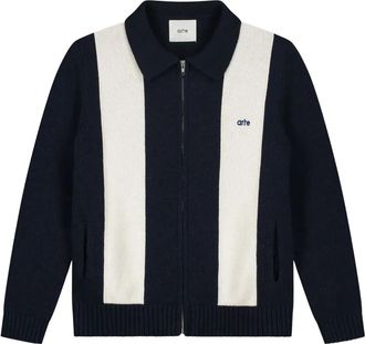Arte cardigan zippé à rayures - Bleu