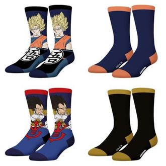 Freegun Chaussette Homme Dragon Ball Z, Chaussettes Homme Goku, Vegeta, Original et Authentique (Lot de 4), Noir Taille 39/42