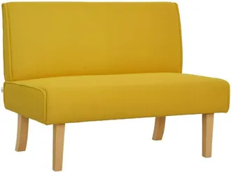 HOMCOM 2 Sitzer Sofa, Couch mit Cord-Optik, Holzbeine, Gepolsterter Polstersofa, Doppelsofa f&uuml;r Schlafzimmer, Wohnzimmer, 110 x 62 x 85 cm, Gelb - Homcom