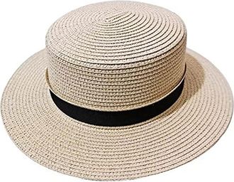 Generic Chapeau plat pour femme - Chapeau d&eacute;contract&eacute; - Chapeau pare-soleil pour femme - Chapeau de soleil dext&eacute;rieur - Chapeau &agrave; large bord pour homme, beige