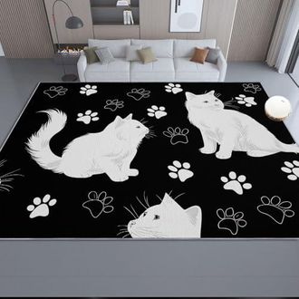 Generic Paillasson Antid&eacute;rapant Noir 160 x 230 cm, Tapis de Sol dint&eacute;rieur Lavable pour entr&eacute;e Cuisine Chambre &agrave; Coucher paillasson d&eacute;coratif, imprim&eacute; Mignon 